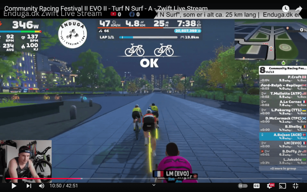 Se med live hver lørdag, når der køres Zwift - Enduga.dk